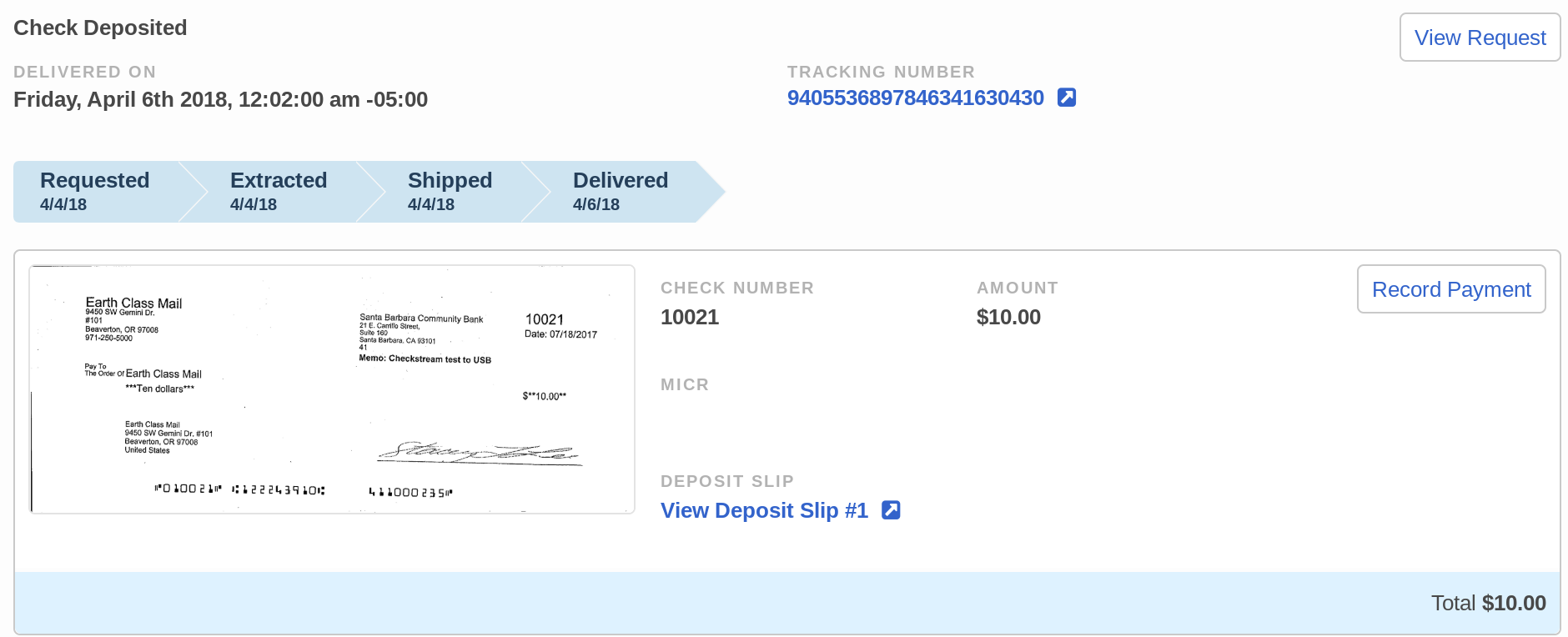 Depositing a Check – Earth Class Mail